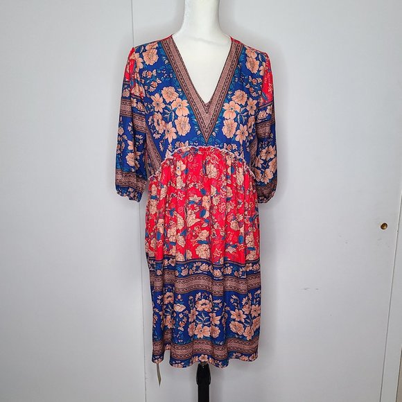Floral blooming | Dresses | Deep Blue Boho Empire Waist Dress | Poshmark